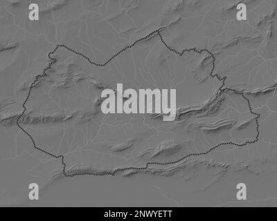 Gafsa, governorate of Tunisia. Bilevel elevation map with lakes and ...