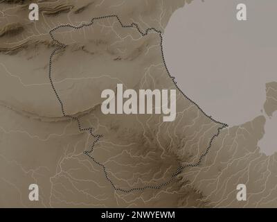 Gabes, governorate of Tunisia. Colored elevation map with lakes and ...