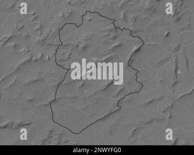 Kasserine, governorate of Tunisia. Elevation map colored in sepia tones ...