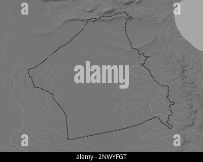 Kebili, governorate of Tunisia. Bilevel elevation map with lakes and ...