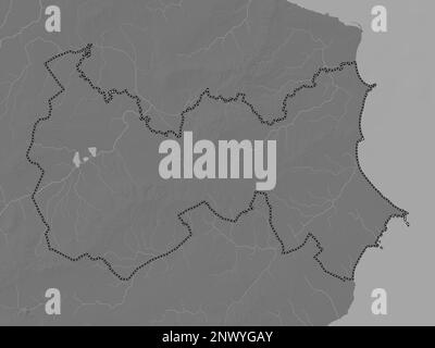 Mahdia, governorate of Tunisia. Bilevel elevation map with lakes and ...