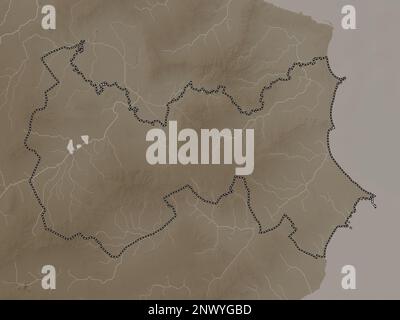 Mahdia, governorate of Tunisia. Colored elevation map with lakes and ...