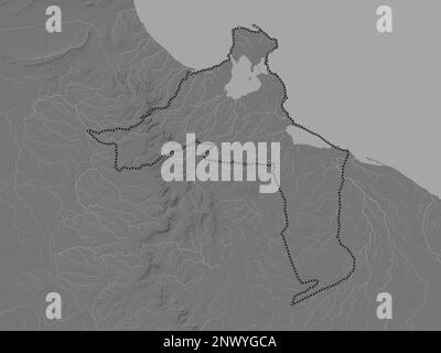 Medenine, governorate of Tunisia. Elevation map colored in sepia tones ...