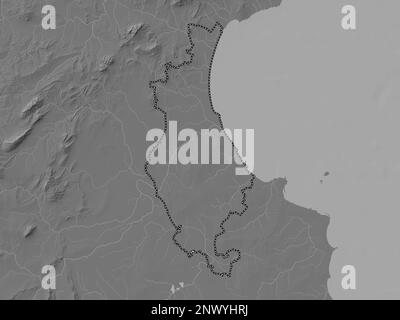 Sousse, governorate of Tunisia. Bilevel elevation map with lakes and ...