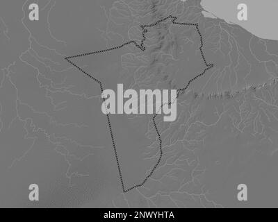 Tataouine, governorate of Tunisia. Bilevel elevation map with lakes and ...