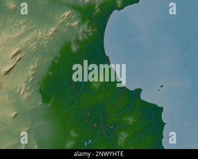 Sousse, governorate of Tunisia. Colored elevation map with lakes and ...