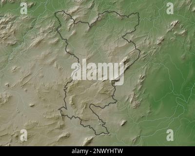 Siliana, governorate of Tunisia. Colored elevation map with lakes and ...