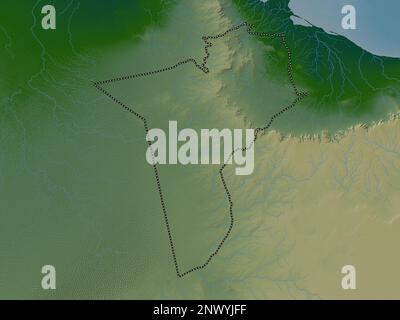 Tataouine, governorate of Tunisia. Colored elevation map with lakes and ...