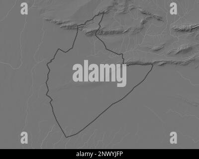 Tozeur, governorate of Tunisia. Bilevel elevation map with lakes and ...