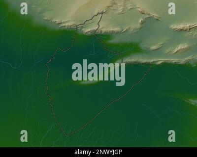Tozeur, governorate of Tunisia. Colored elevation map with lakes and ...