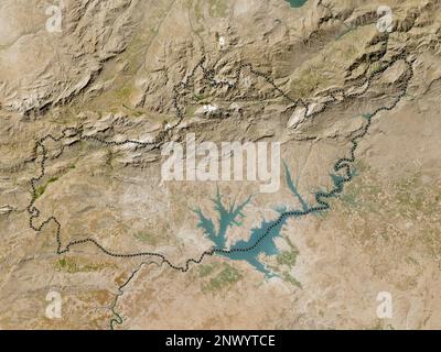 Adiyaman, province of Turkiye. Low resolution satellite map. Locations ...