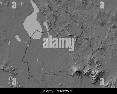 Aksaray, province of Turkiye. Bilevel elevation map with lakes and ...