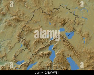 Afyon, province of Turkiye. Colored elevation map with lakes and rivers ...