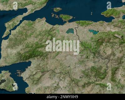 Balikesir, province of Turkiye. High resolution satellite map ...