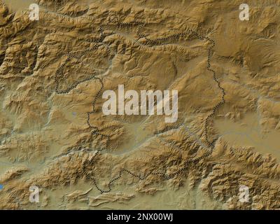 Bingol, province of Turkiye. Colored elevation map with lakes and ...