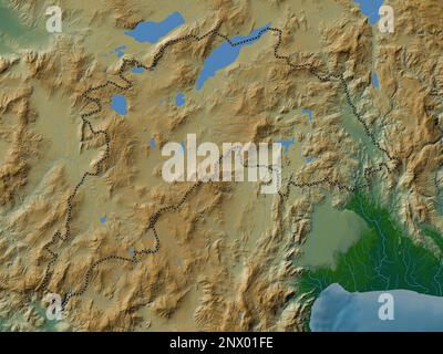 Burdur, province of Turkiye. Colored elevation map with lakes and ...