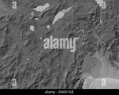 Burdur, province of Turkiye. Grayscale elevation map with lakes and ...