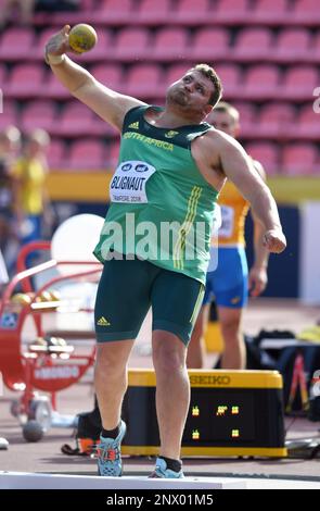 Kyle Blignaut (RSA) wins the shot put at 72-5 (22.07m) to move into ...