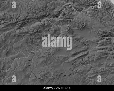 Corum, province of Turkiye. Elevation map colored in sepia tones with ...