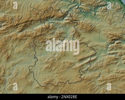 Corum, province of Turkiye. Colored elevation map with lakes and rivers ...
