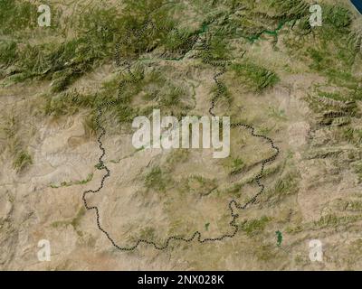 Corum, province of Turkiye. Low resolution satellite map. Locations of ...
