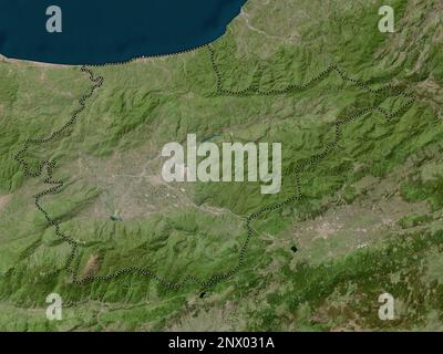 Duzce, province of Turkiye. High resolution satellite map. Locations of ...