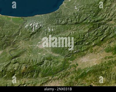 Duzce, province of Turkiye. Low resolution satellite map. Locations of ...