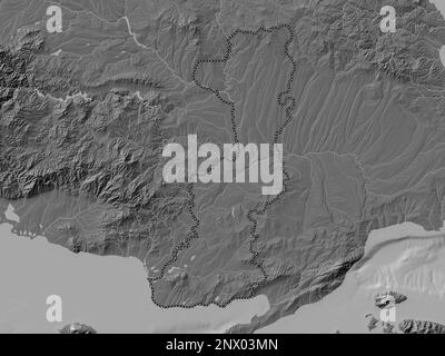 Edirne, province of Turkiye. Bilevel elevation map with lakes and ...