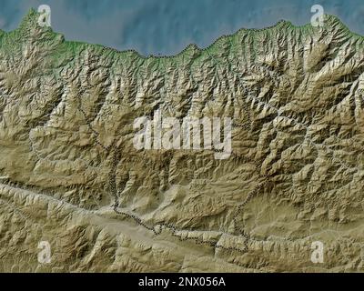 Giresun, province of Turkiye. Colored elevation map with lakes and ...