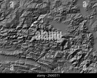 Hakkari, province of Turkiye. Bilevel elevation map with lakes and ...