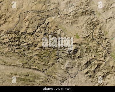 Hakkari, province of Turkiye. Low resolution satellite map. Locations ...