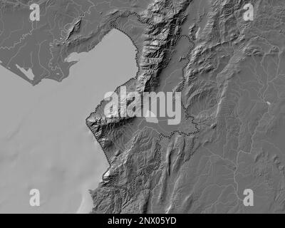 Hatay, province of Turkiye. Bilevel elevation map with lakes and rivers ...