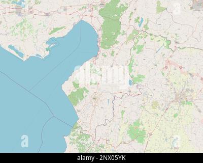 Hatay, province of Turkiye. Open Street Map. Locations of major cities ...