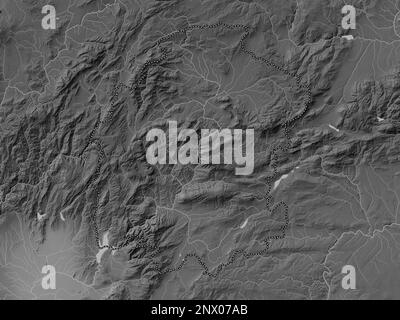 Kahramanmaras, province of Turkiye. Grayscale elevation map with lakes ...