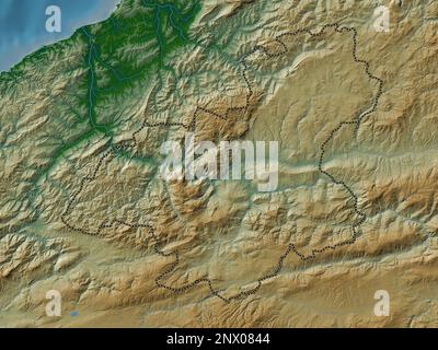 Karabuk, province of Turkiye. Colored elevation map with lakes and ...