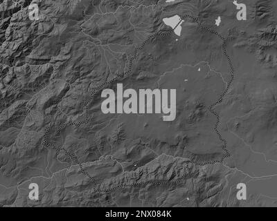 Kars, province of Turkiye. Grayscale elevation map with lakes and ...