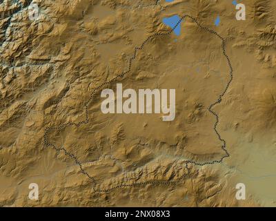 Kars, province of Turkiye. Colored elevation map with lakes and rivers ...