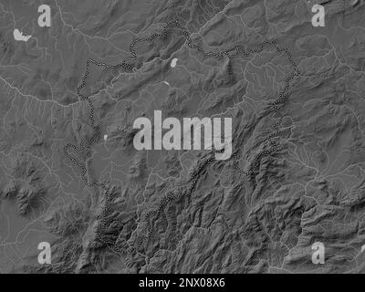 Kayseri, province of Turkiye. Grayscale elevation map with lakes and ...
