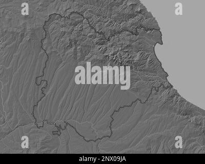 Kirklareli, province of Turkiye. Elevation map colored in sepia tones ...