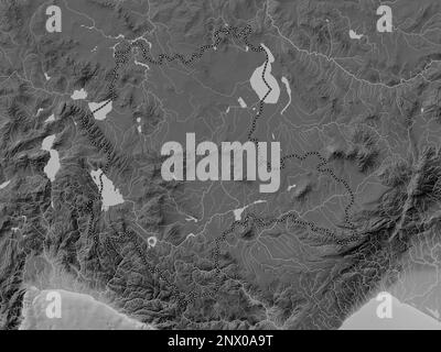 Konya, province of Turkiye. Grayscale elevation map with lakes and ...
