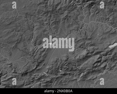 Malatya, province of Turkiye. Grayscale elevation map with lakes and ...