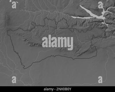Mardin, province of Turkiye. Grayscale elevation map with lakes and ...