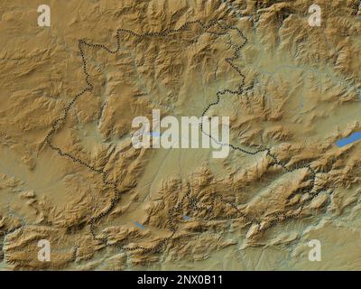 Malatya, province of Turkiye. Elevation map colored in sepia tones with ...