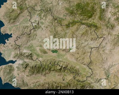 Manisa, province of Turkiye. Low resolution satellite map. Locations ...