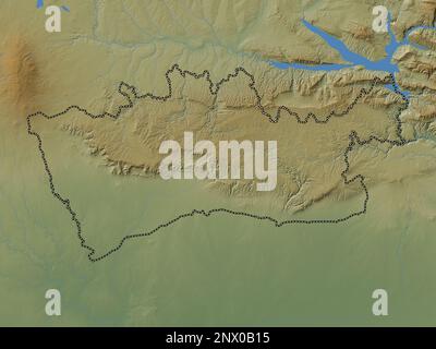 Mardin, province of Turkiye. Colored elevation map with lakes and ...