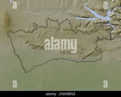 Mardin, province of Turkiye. Colored elevation map with lakes and ...