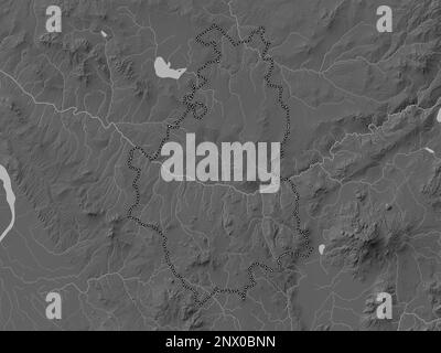 Nevsehir, province of Turkiye. Grayscale elevation map with lakes and ...