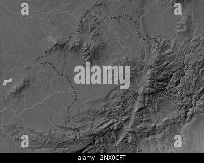 Nigde, province of Turkiye. Grayscale elevation map with lakes and ...