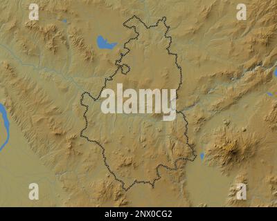 Nevsehir, province of Turkiye. Colored elevation map with lakes and ...