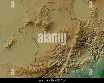Nigde, province of Turkiye. Colored elevation map with lakes and rivers ...